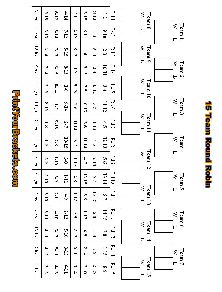 15 Team Round Robin