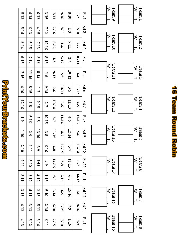 16 Team Round Robin