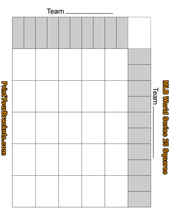 MLB World Series 25 squares
